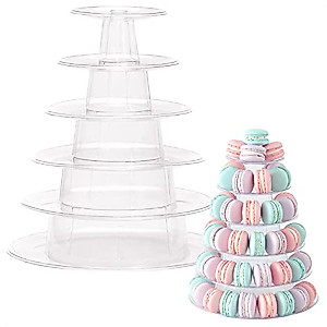 6 Tiered Tray Stand for Macarons - Round Cupcake Tower Stand Tea Party Decorations Cupcake Holder Dessert Table Display Set Donut Stand - Wedding Cake Stand Macarons and Cupcake Tower Party Supplies