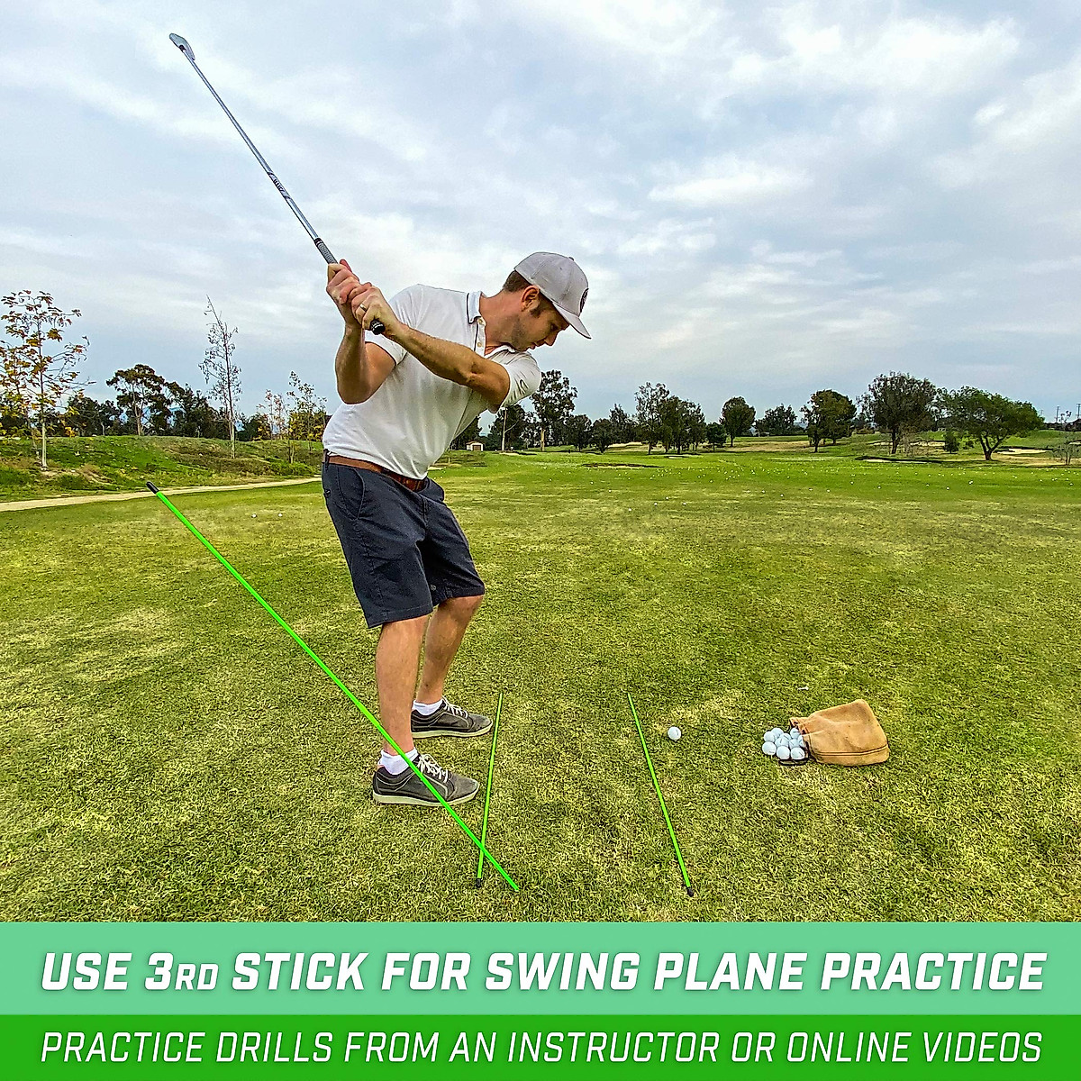 GoSports Golf Alignment Training Sticks 3 Pack - 48 Inch Golf Alignment Aid Practice Rods