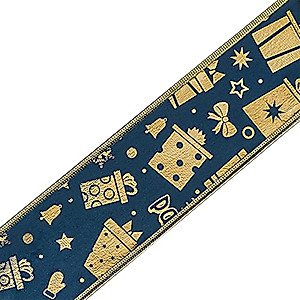 LaRibbons Wired Holiday Ribbon - 2.5 Inch by 25 Yards Crushed Velvet Wired Edge Ribbons for Christmas Crafts, Party Favor - Gift Box