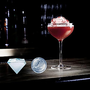 Silicone Ice Cube Trays for Freezer 6Holes Rose/diamond/ball Shape Silicone Mold with Lid for Epoxy Resin Candle Chocolate Cocktails Whiskey (Blue)