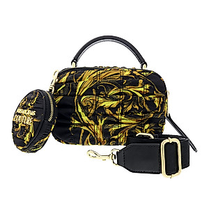 VERSACE JEANS COUTURE Black/Gold Small Nylon Shoulder Bag with Coin Purse for womens