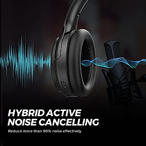 SoundPEATS A6 Hybrid Active Noise Cancelling Headphones, Bluetooth Over Ear Headphone Wireless Earphones, Premium Sound, 38 Hrs Playtime, Memory Foam Earcups, Foldable Design for Travel Home Office