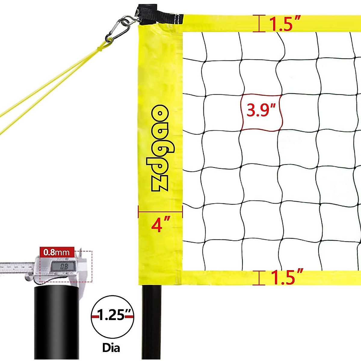 Outdoor Portable Volleyball Net System - Adjustable Height Poles with Soft Volleyball Ball, Pump, Hammer, Boundary Line, and Carry Bag for Backyard, Beach, Lawn