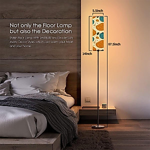 RZNTJHUINA Modern Standing Lamps Scandinavian Folk Style Plant Rustic Pumpkins Minimalist Floor Lamp Metal Pole Lamp with Linen Lampshade for Bedroom Living Room Office Nursery Reading Foot Switch