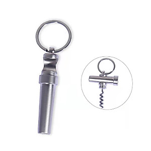 Mini Key Ring Wine Opener, Ultimate Keychain Corkscrew Tool, Emergency Travel Cork Wine Opener (Silver)