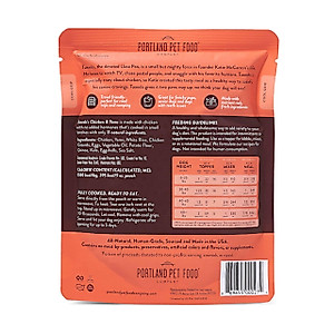 Portland Pet Food Company Tuxedo’s Chicken & Yams Wet Dog Food Pouches - Human-Grade, Gluten-Free Dog Food Toppers and Meals for Small, Medium and Large Breeds - Fresh Dog Food Made in the USA - 8-Pk