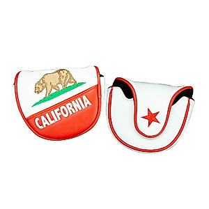 CMC Design Golf Mallet Head Cover - Custom California Bear Embroidered Golf Driver - Premium Faux Leather, Beautiful Design Elements & Soft Protective Lining – Great Fit for Any Mallet & Golfer