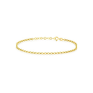 GELIN 14k Solid Gold Simple Chain Adjustable Bracelet for Women Valentine's Day Jewelry Gift