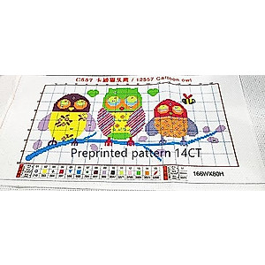 CaptainCrafts Cross Stitch Kits Full Range Stamped and Counted Fabric DIY Art Needlecrafts Embroidery Kit for Adults Beginner (Stamped 14CT, Tree House Autumn)