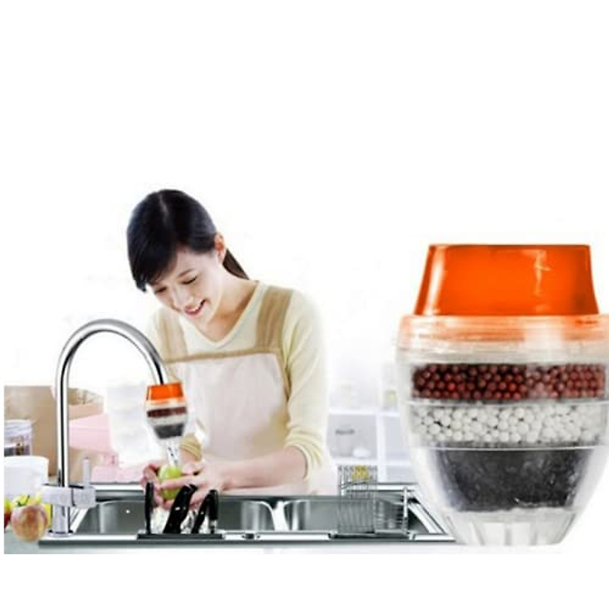 3 Pack Faucet Mount Filters, Faucet Water Purifier, Five-Layer Filter Activated Carbon Filter Suitable for faucets with a Diameter of 0.51-0.63 inches for Home Kitchen and Bathroom