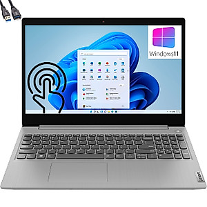 Lenovo IdeaPad 3i 15.6" Touchscreen Laptop Computer, Intel Core i3-1115G4 (Beat i5-10210U), 8GB DDR4 RAM, 256GB PCIe SSD, WiFi 6, Bluetooth 5.0, Platinum Grey, Windows 11 S, BROAG Extension Cable