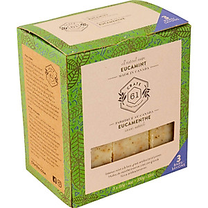 Crate 61, Handmade in Canada, Plant Based Cold Process Natural Bar Soap For Face And Body, With Premium Essential Oils, Eucalyptus & Peppermint For Men And Women 3 Pack (Eucamint)