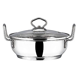 Vinod Cookware Stainless Steel Kadai with Lid 3.7 Liters, IKD 26