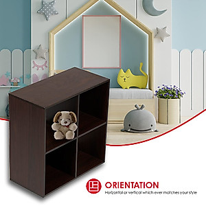 Home Basics Open and Enclosed Cube MDF Storage Organizer, Espresso (4 Cube)