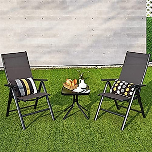 ZHYH Patio Chair 2 Piece Folding Dining Chair with Adjustable Back