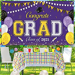 Aigybobo 2023 Graduation Party Decorations -78.7"x40" Graduation Banner, Class of 2023 Graduation Decorations Party Supplies, Gongrats Grad Photo Booth Props for Home Indoor & Outdoor (Purple)