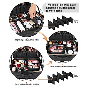 Relavel Extra Large Makeup Bag, Makeup Case Professional Makeup Artist Kit Train Case Travel Cosmetic Bag Brush Organizer, Waterproof Leather Material, with Adjustable Shoulder Straps and Dividers