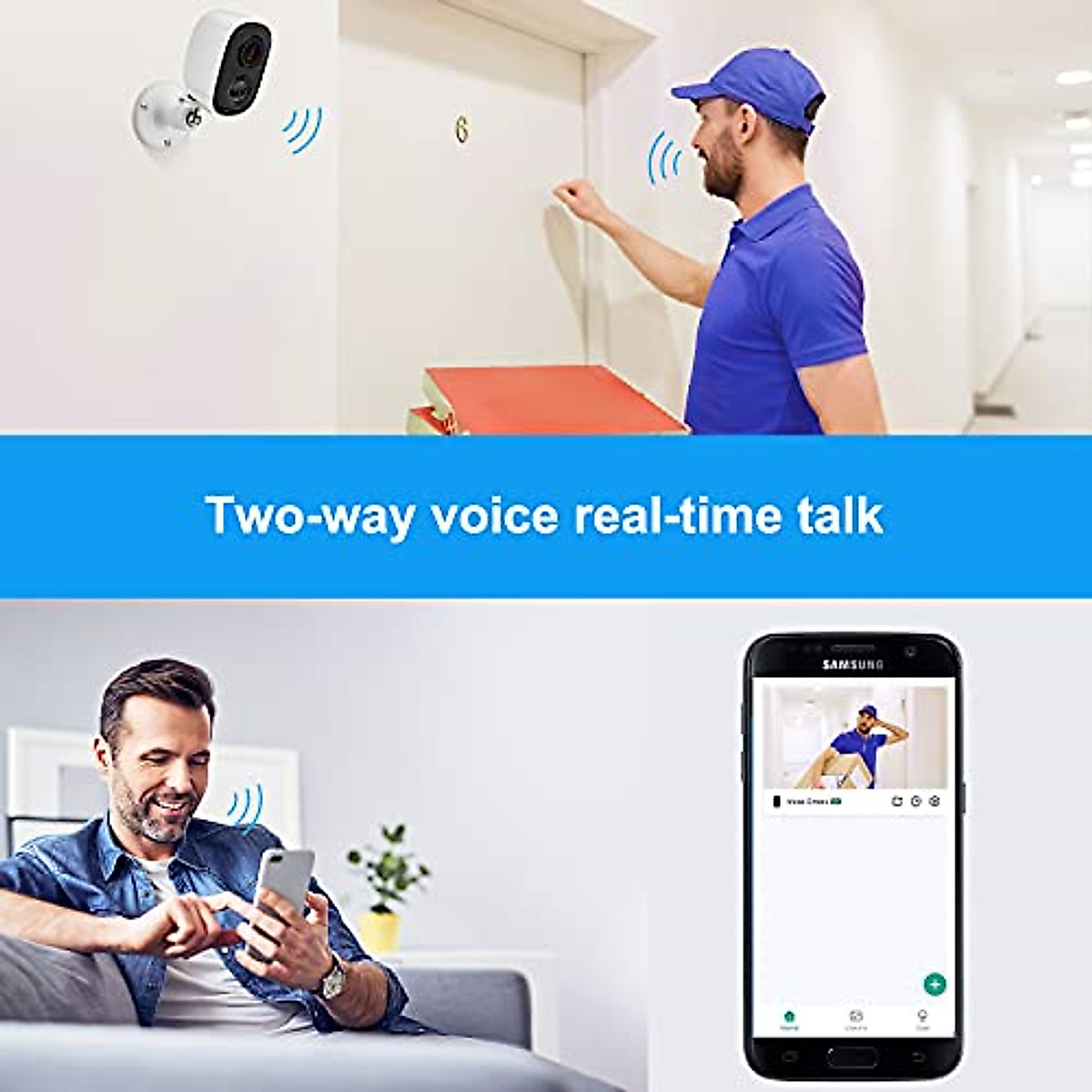 Security Camera Wireless Outdoor, 1080P HD Wireless Rechargeable Battery Powered WiFi Home Surveillance Camera with AI PIR, Waterproof, Night Vision, Motion Detection, 2-Way Audio and SD/Cloud Storage