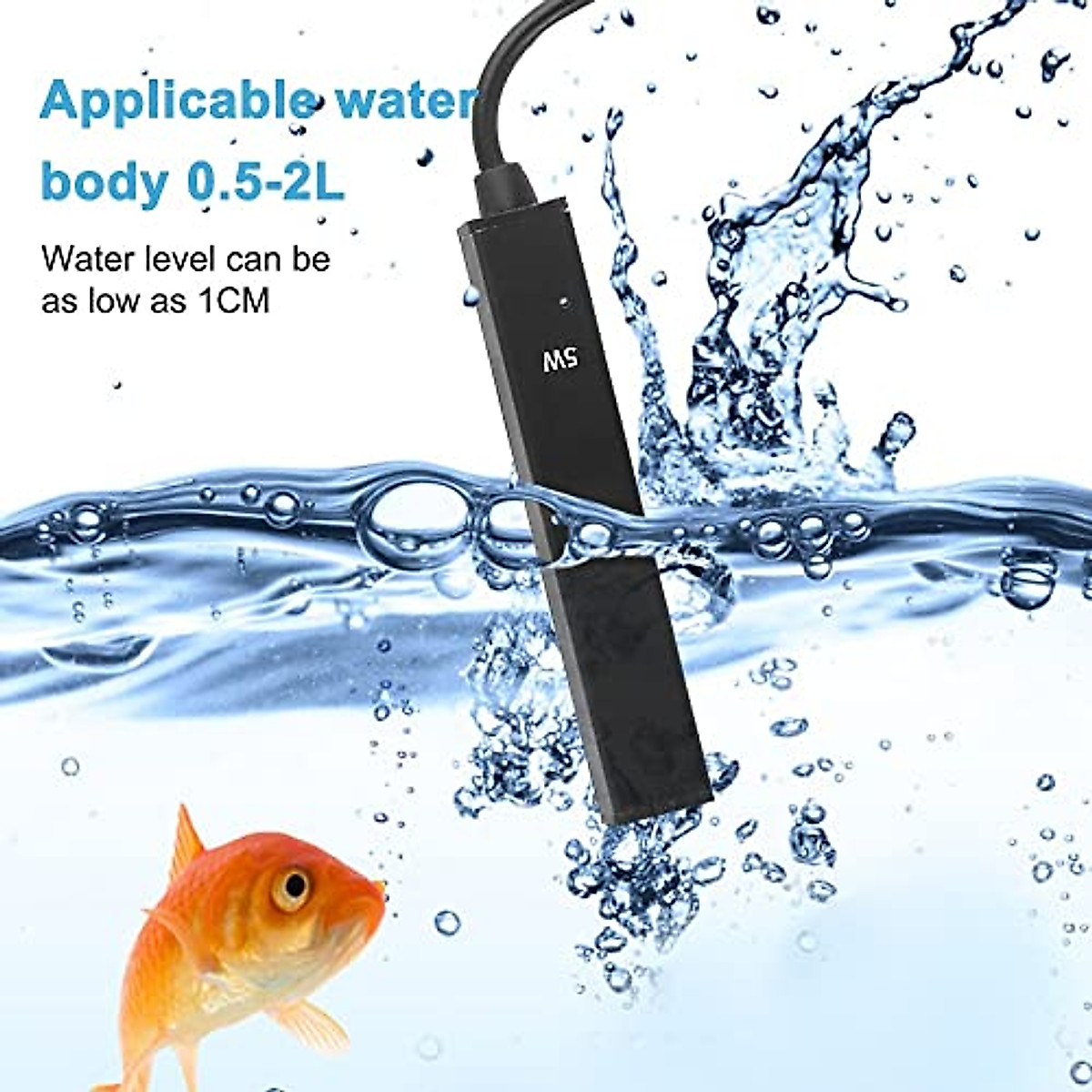 Aquarium Heater, 5W Fish Tank Heater Mini USB Submersible Heater Aquarium Heating Rod for 0.5-2L Fish Tank