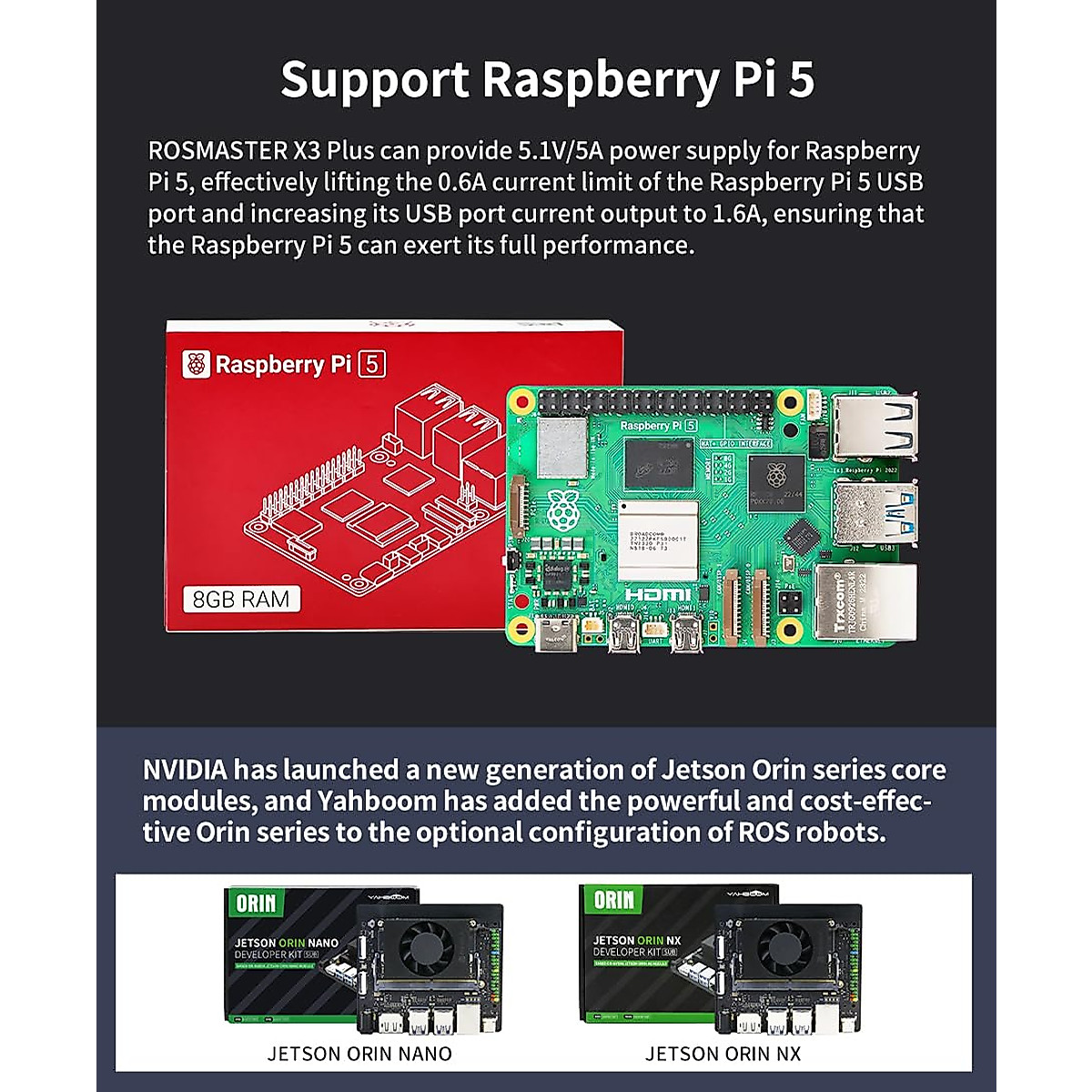 Yahboom X3 Plus Adults Robot with Jetson Nano 4GB SUB Switchable Dual Cameras Visual Grab Robot Arm Mecanum Wheel Omnidirectional Robot