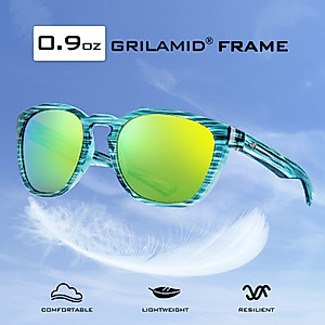 KastKing Tazlina Polarized Sport Sunglasses for Men and Women, Gloss Demi Frame, Brown - Chartreuse Mirror