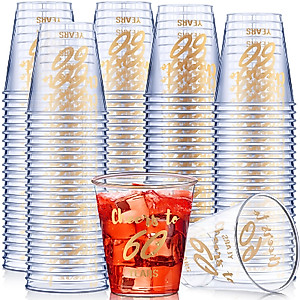 Zubebe 100 Pieces Cheers to 60 Years Shot Glasses 2 oz Disposable Cups, 60th Birthday Party Favors for Her and Him Women Men Anniversary Wedding Decorations
