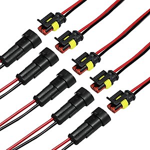 HUIQIAODS 5Kit 2 Pin Way 18 AWG Car Waterproof Connector Plug Wire 1.5mm Series Terminal Connector-5 Pack (5 Kit 2 Pin)