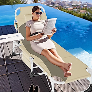 MOPHOTO Tanning Lounge Chair 5-Position, Outdoor Sunbathing Chair Folding Chaise Lounge Chair, Sun Tanning Lounger with Face Hole, Perfect for Pool Beach Patio Sunbathing
