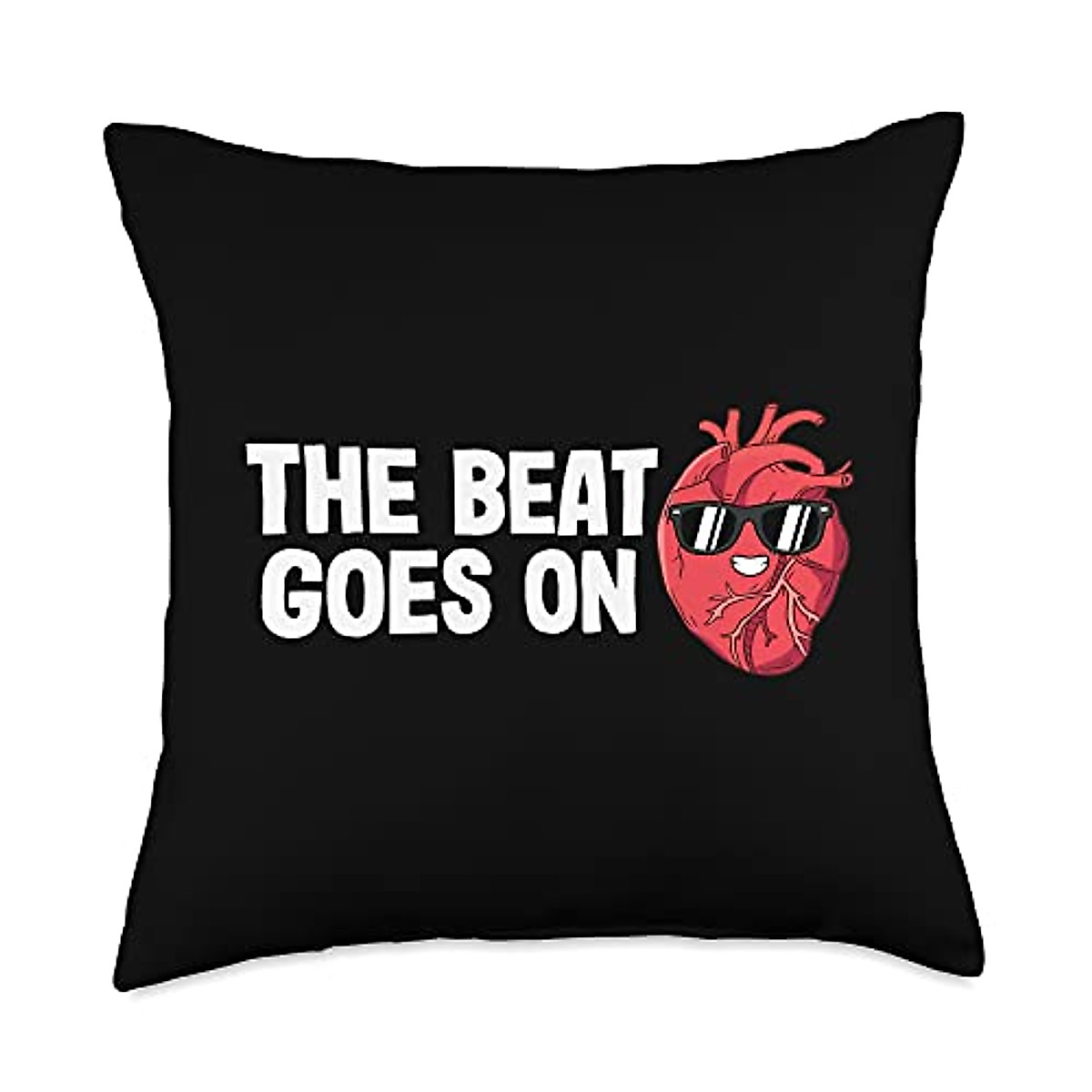 Open Heart Surgery Recovery Gifts Men & Women The Beat Goes On Get Well Open Heart Surgery Throw Pillow, 18x18, Multicolor
