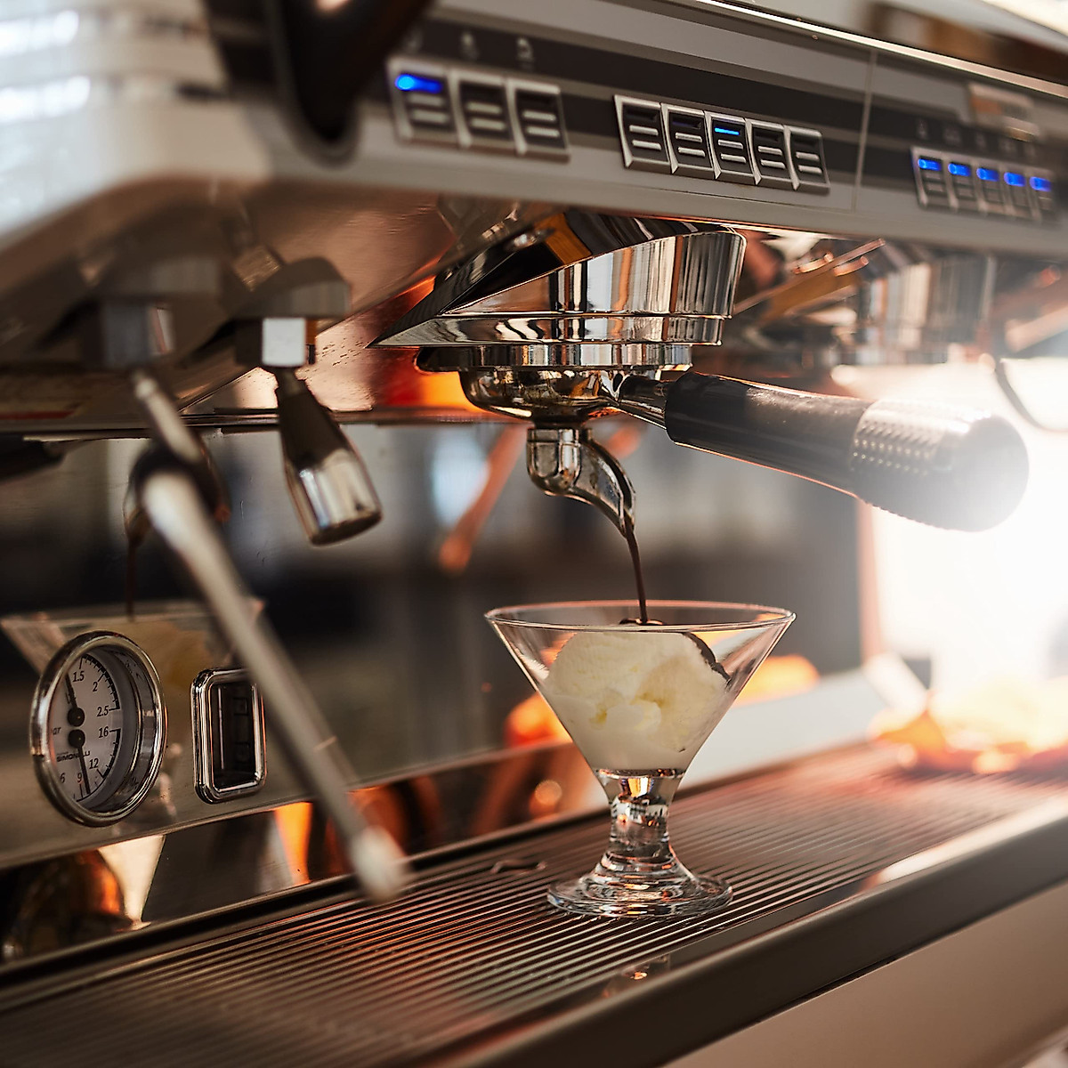 Glasia Set of 4 Glass Ice Cream Bowls and 4 Stainless Steel Spoons | Small Dessert Cups for Parfait Sundae Snacks Fruit | Mini Sorbet Glasses | Footed Trifle Tasters with Spoon for Parties