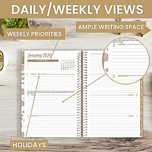 bloom daily planners 2024 Calendar Year Day Planner (January 2024 - December 2024) - 5.5” x 8.25” - Weekly/Monthly Agenda Organizer Book with Stickers & Bookmark - Tan Leopard