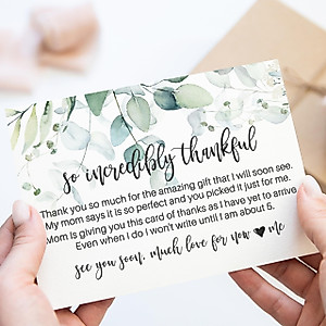 Paper Clever Party Greenery Baby Shower Thank You Cards with Envelopes - 25 Pack - 4x6 Blank Notes with Prefilled Message from Baby Girl - Rustic Eucalyptus Design Stationery Set