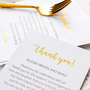 Crisky 50 Pcs Wedding Thank You Place Setting Cards, Foil Gold Thank You, Chic and Elegant Wedding Table Centerpieces and Wedding Decorations, Wedding Supply, 4 x 6 inch