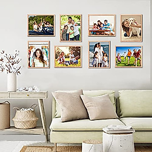 ATOBART 8x10 Set of 4 OAK Wood Picture Frame Solid Wooden Photo Frame Natural Wood Color Frames with Real Glass for Wall Mounting or Tabletop Living Room Bedroom Home Decor