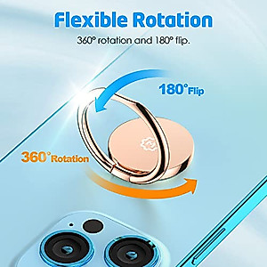 WixGear (2 Pack), Phone Ring Holder, Universal Magnetic Cell Phone Finger Holder with Kickstand Phone Holder for Hand, Phone Ring Grip Works with Magnetic Car Mounts Compatible with All Phones (Gold)