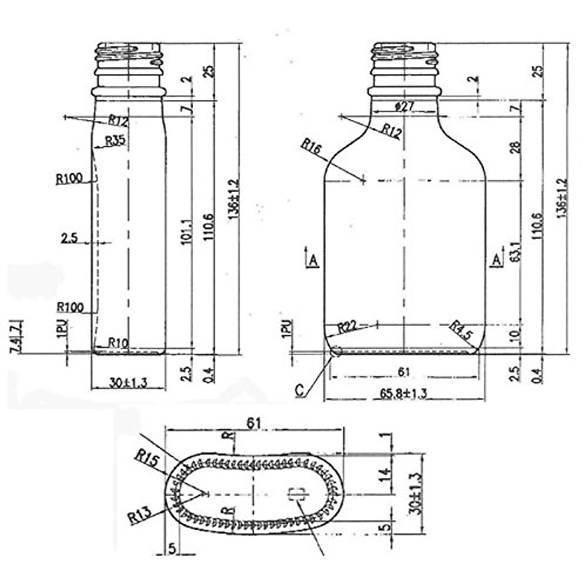 100 ml (3.3 oz) Glass Flask Liquor Bottle with Black Caps (12 Pack)
