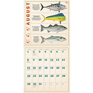 Twelve Months of Fishing Wall Calendar 2021, Monthly January-December 12'' x 12"
