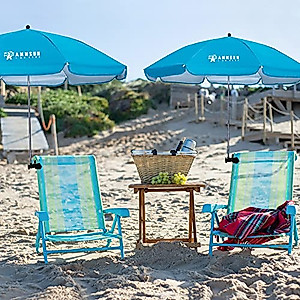 AMMSUN 2 PCS Chair Umbrella with Clamp 43 inches UPF 50+,Portable Clamp on Patio Chair,Beach Chair,Stroller,Sport chair,Wheelchair and Wagon,Bright Blue,2 Pack