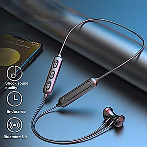 Wireless Earbuds Bluetooth 5.0 Headphones,BT-95 Magnetic Hanging Neck in Ear Earphone with Mic Premium Deep Bass Headset for Sport Black One Size
