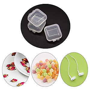 AUEAR, 40 Pack Mini Square Storage Containers Box with Hinged Lid Clear Earplugs Storage Box Plastic Transparent Storage Box for Tiny Bead Jewelry