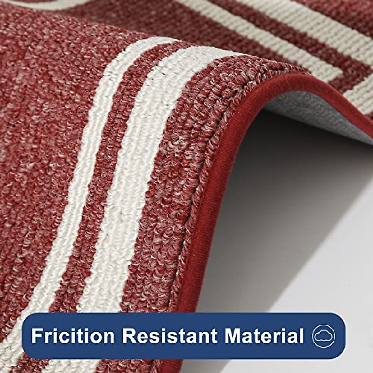 COSY HOMEER Kitchen Rugs Non-Slip 20" x30/20 x48 Inch Thick Polypropylene Standing Mat for Home Machine Washable, Red Frame