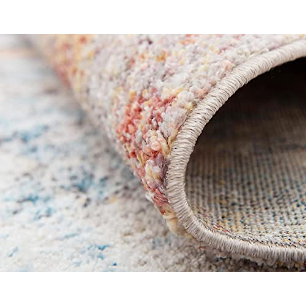 Unique Loom Rainbow Collection Modern Abstract Watercolor Multi Area Rug (8' 0 x 11' 0)