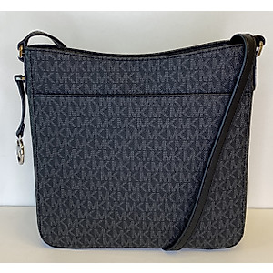 Michael Kors MICHAEL Michael Kors Jet Set Travel Large Messenger Crossbody bundle with Trifold Wallet Purse Hook (Signature MK Vanilla)