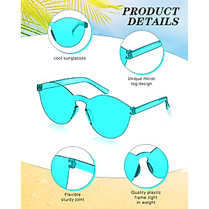 12 Pack Colored Glasses Round Rimless Sunglasses Transparent Candy Colored Sunglasses Tinted Eyewear Cool Sunglasses (Multi Color)