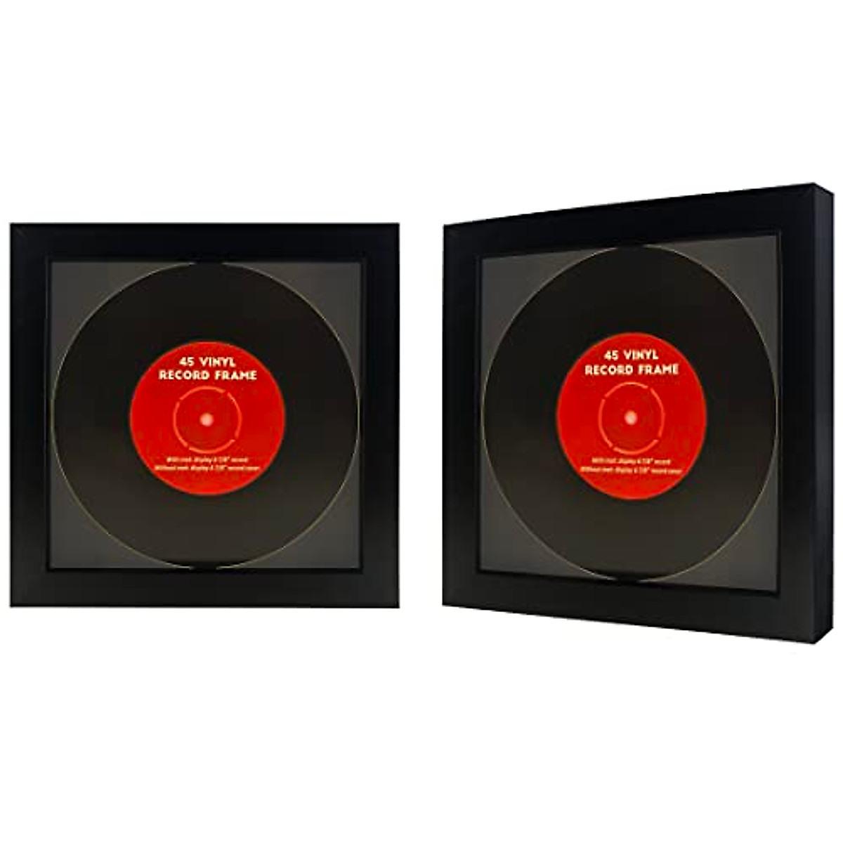 2 Pack, 45 Single 6 7/8" Vinyl Record Frame, Display 45 rpm Vinyl Record with Mat or 7" 45 rpm Vinyl Sleeve Art without mat, Wall & Tabletop Display