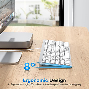 OMOTON Wired Keyboard Compatible with Mac, with Dual Interface (USB and Type-C), Numeric Keypad Compatible with MacBook Pro/Air, iMac, Mac Mini/Pro Laptop, Silver