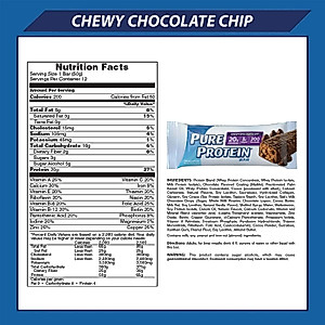 Pure Protein Bars, Chewy Chocolate Chip, Chocolate Deluxe, Chocolate Peanut Butter - Box of 6-3 Boxes - 1 Box of each flavor