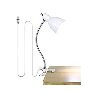 Desk lamp Eye-Caring Table Lamps, 360°Rotation Gooseneck Clip on Lamp, Clip On Reading Light, Portable Reading Book Light, Clamp Light, Study Desk Lamps for Bedroom and Office Home Lighting (White)