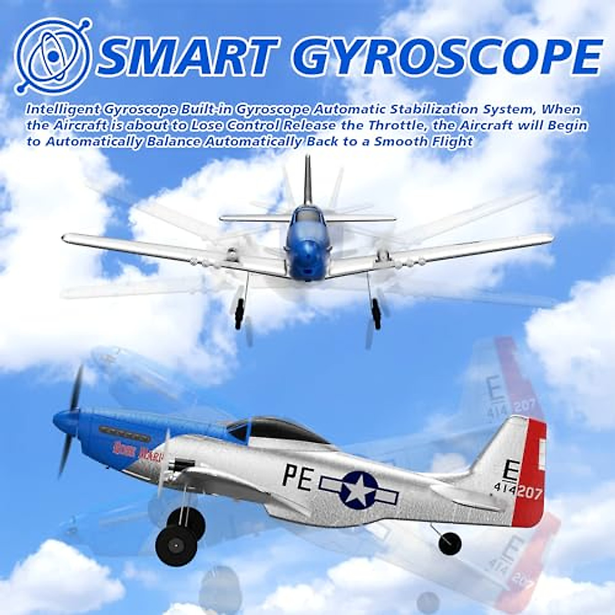 28℃ Remote Control Airplanes, 2.4Ghz 2CH RC Plane Toy Gift for Kids & Adults, Remote Control Plane for Beginners with Gyro Stabilization System (Blue)