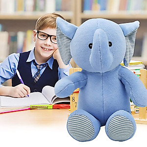 Benaturalbaby Organic Cotton Animal Elephant - Soft Toy Stuffed Animal Plush Elephant (Infant Baby First Lovely Elephant), 7.9 inch (Blue)